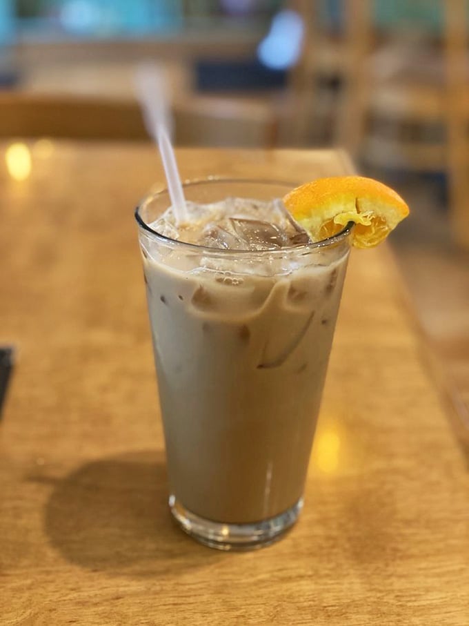 An iced latte with a citrus twist offers the perfect caffeinated companion to whatever breakfast adventure you're about to embark upon.