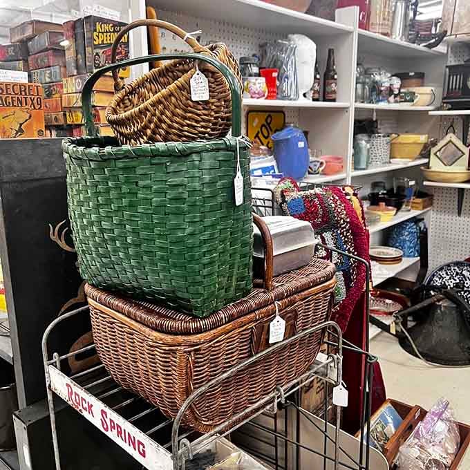 Woven baskets that actually held picnics and laundry, not just Instagram-worthy succulents and throw blankets.