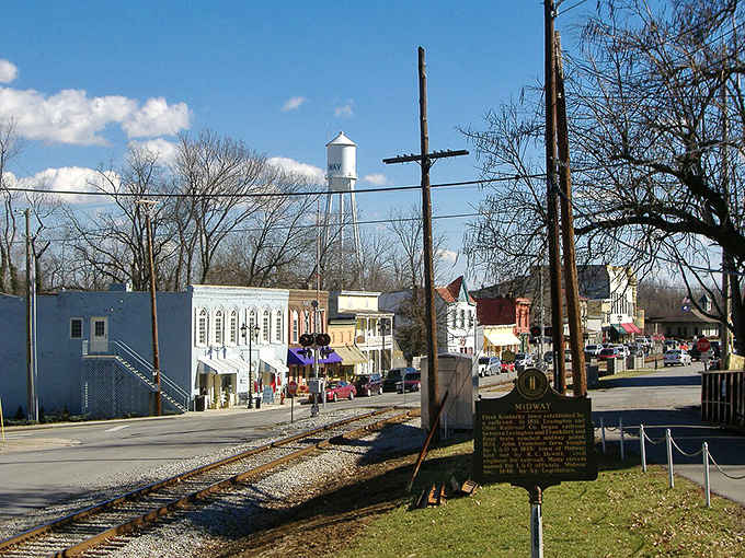The water tower stands watch over a town that's managed to preserve its soul beautifully.