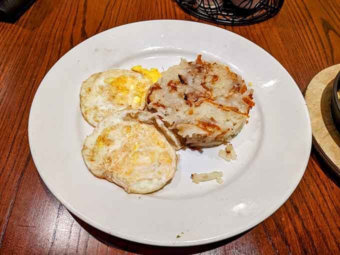 Hash browns and eggs prepared with the kind of care that makes simple food absolutely extraordinary.