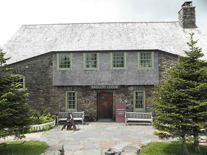 Bascom Lodge's stone and wood construction has weathered decades of mountain moods with dignified grace.