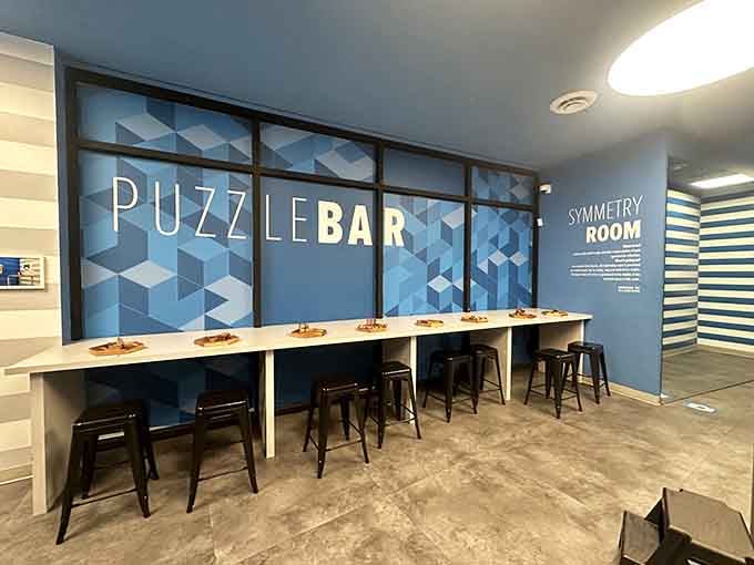 Challenge your brain with puzzles while sitting at a bar that serves confusion instead of cocktails.