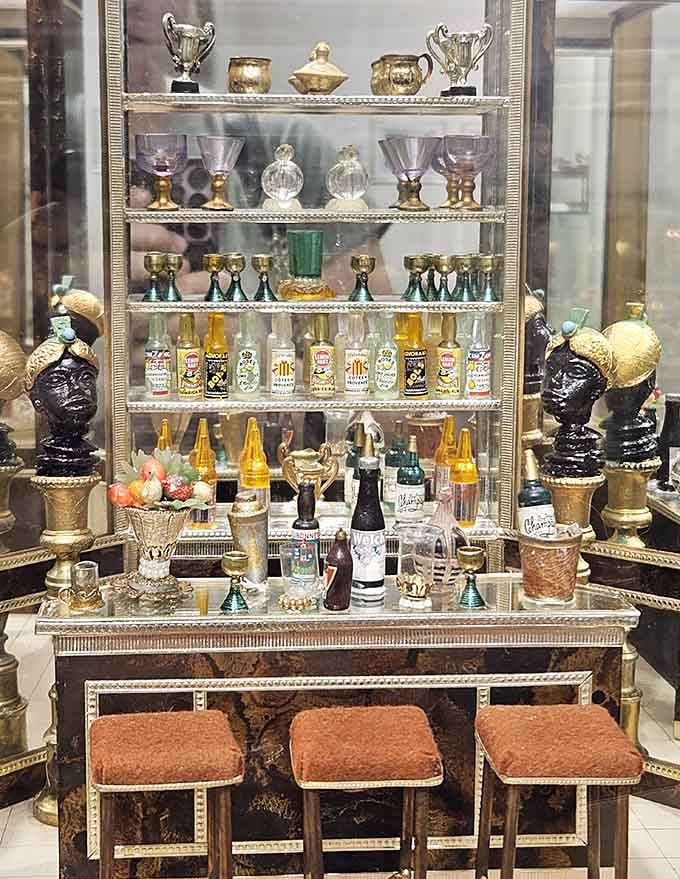 This miniature bar collection features bottles, glasses, and trophies so detailed you'll want to order a tiny drink.