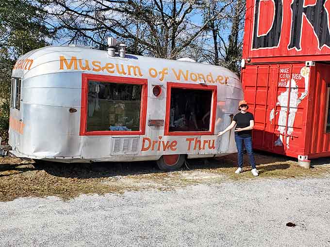 That classic Airstream gleams like a silver bullet, inviting visitors to step inside and explore the unexpected.
