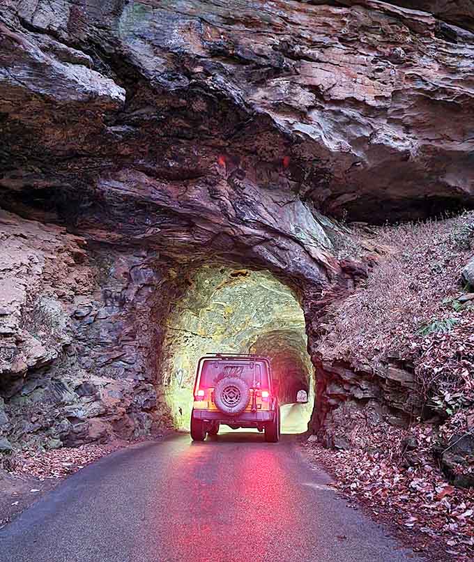 One lane, one vehicle, one unforgettable journey through a century-old engineering marvel that still impresses today.