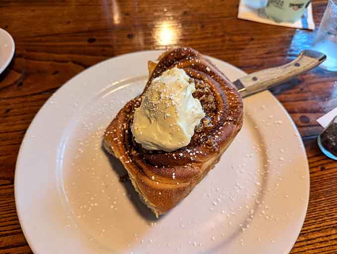 That cinnamon roll with butter melting on top is the kind of pastry that inspires poetry and regret.