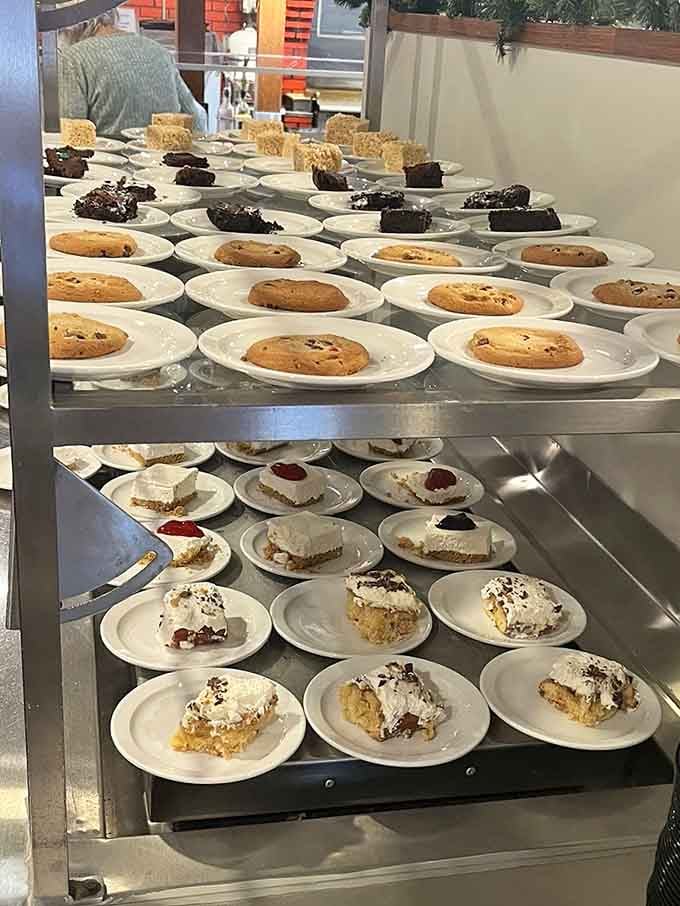 Desserts lined up like sweet soldiers, ready to provide the sugary finale your meal absolutely deserves.