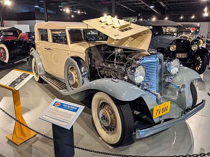 This 1933 Marmon convertible sedan combined luxury and practicality, like wearing a tuxedo to mow the lawn successfully.