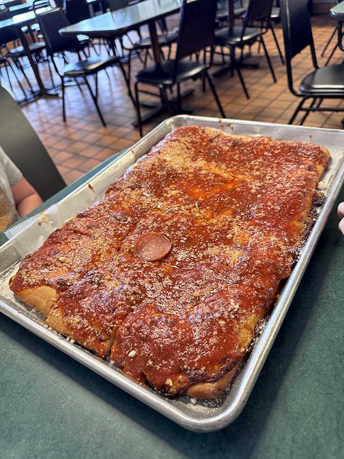 Another angle of Sicilian perfection, because one photo simply cannot capture the full glory of this rectangular masterpiece of dough.