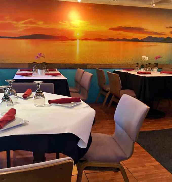 Dining under a painted sunset beats staring at Connecticut's gray skies any day of the week, guaranteed.