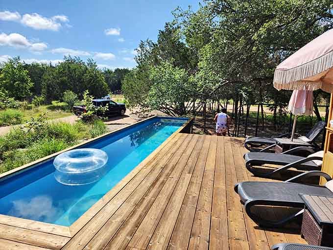 The pool deck looks like something from a resort magazine, except you don't have to share it.