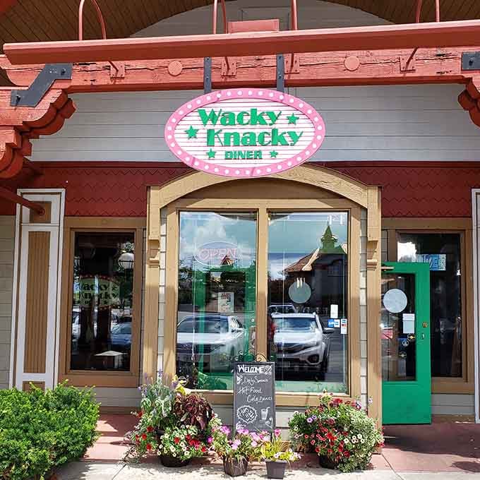 Wacky Knacky Diner stands ready to refuel bargain hunters who've burned serious calories power-walking between stores all morning.