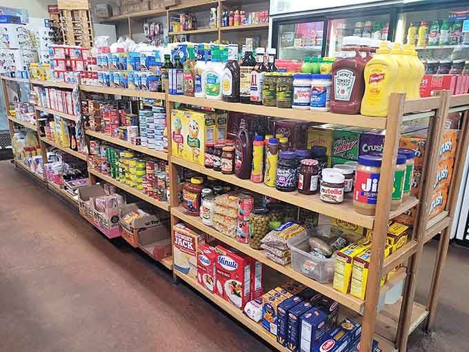 Wooden shelves stocked with everything from ketchup to peanut butter prove this place takes its general store duties seriously indeed.