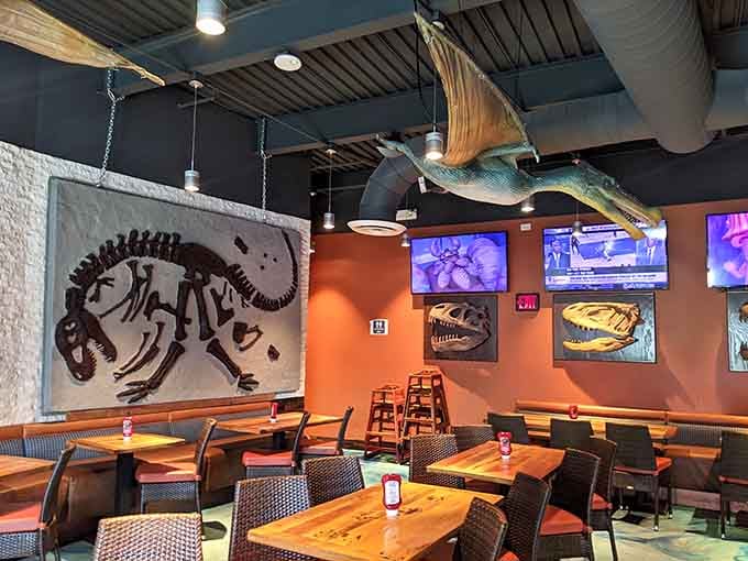 Fossil replicas on the walls give you something fascinating to look at between bites of food.