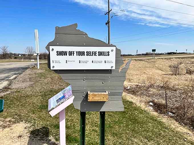 Instructions for the perfect selfie, because even roadside attractions have gone high-tech in the social media age.
