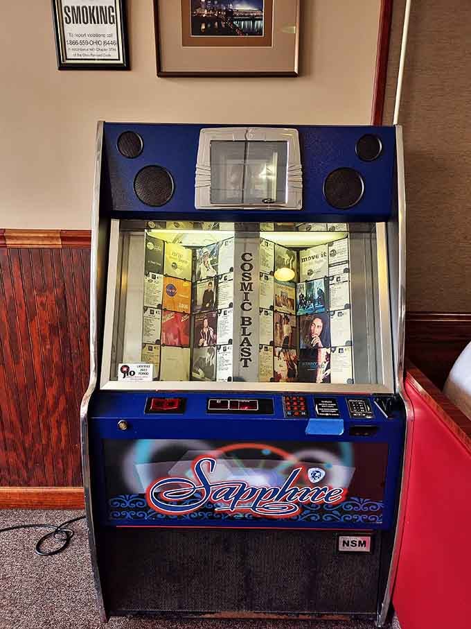 Even the jukebox is vintage here, ready to soundtrack your chili experience with tunes from a simpler time.