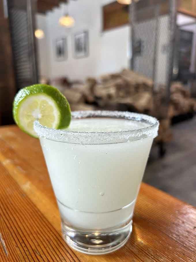 A margarita slushy with a salted rim: the perfect cooling companion to all that smoky heat.