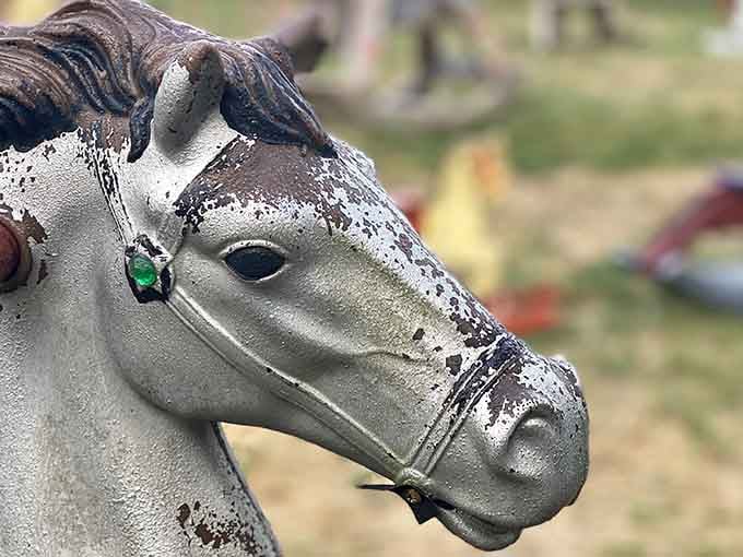 Metallic silver catches the light beautifully, proving even toy horses can have their glamorous Hollywood moments.