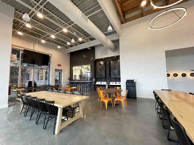 Spacious communal tables and natural light create the perfect setting for serious meat consumption and good conversation.