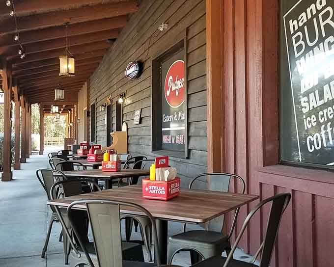 The covered porch offers shaded seating where you can watch Floral City's relaxed pace while digesting your feast.