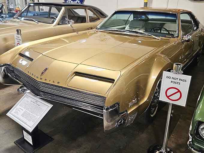 Golden and gorgeous, this Toronado represents the moment when luxury met serious muscle under one spectacular hood.