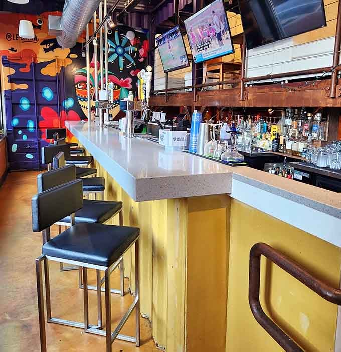 A well-stocked bar area ready to mix up margaritas that'll make you forget your troubles, responsibly of course.