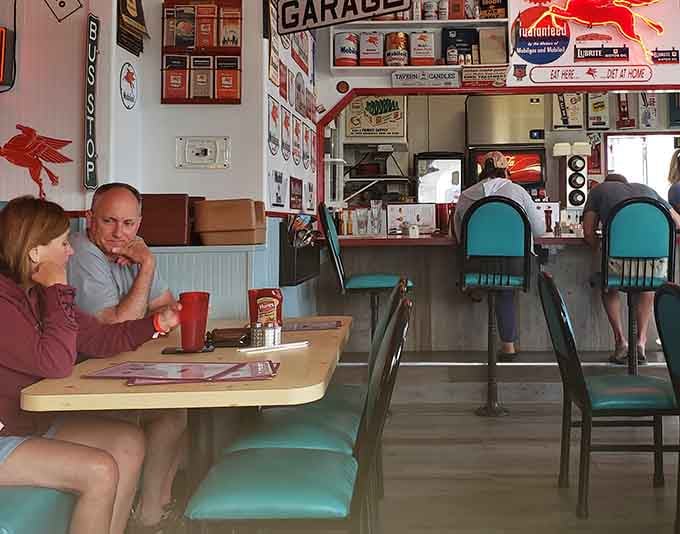 Real people enjoying real food in a real diner, which somehow feels revolutionary in today's filtered world.
