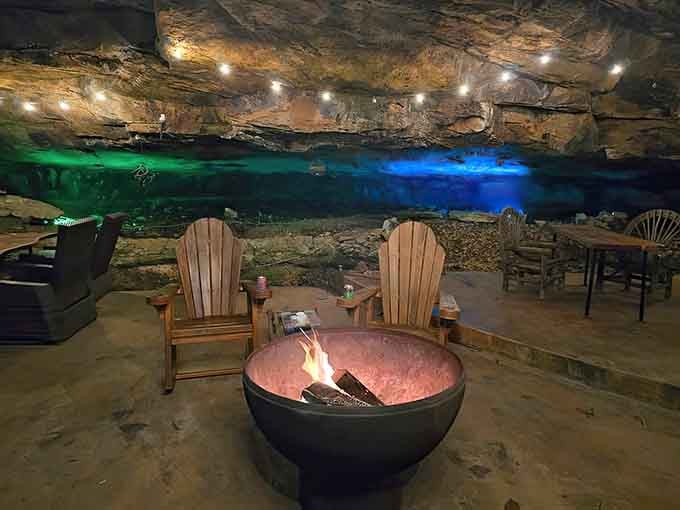 Fire pit seating with mood lighting that makes every evening feel like a scene from a lifestyle magazine.