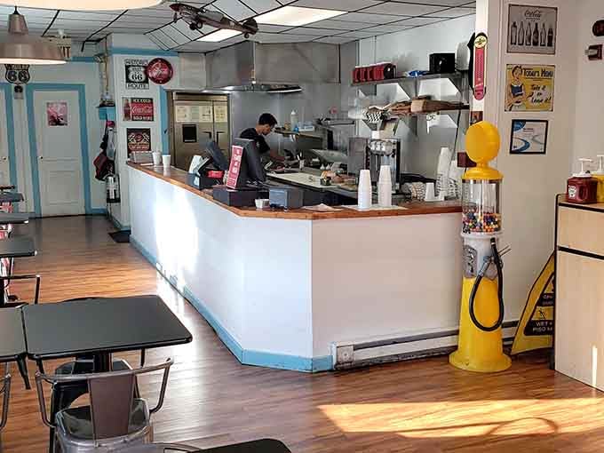 The counter setup keeps things simple: order here, grab your number, prepare yourself for what's coming your way.