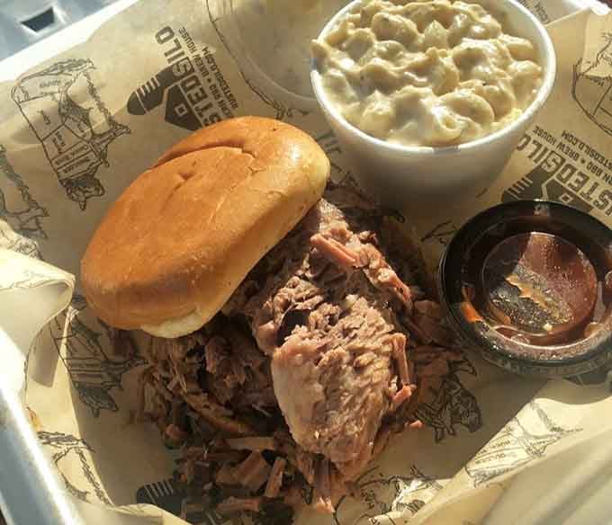 That brisket sandwich is stacked higher than your uncle's fish stories and twice as satisfying to dive into.