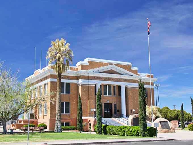 The Graham County Courthouse presides over downtown with the kind of architectural dignity that modern buildings just can't replicate.