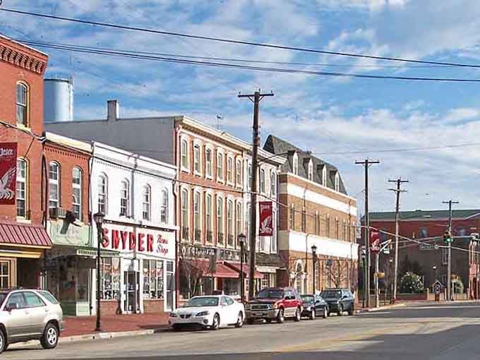 Broadway's historic storefronts create a Main Street scene that feels authentically preserved, not artificially recreated for tourists.