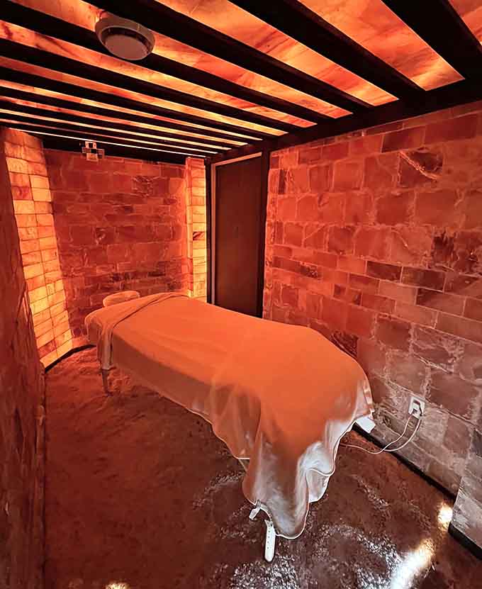 Massage rooms built from Himalayan salt bricks, because regular spa walls are apparently too mainstream now.