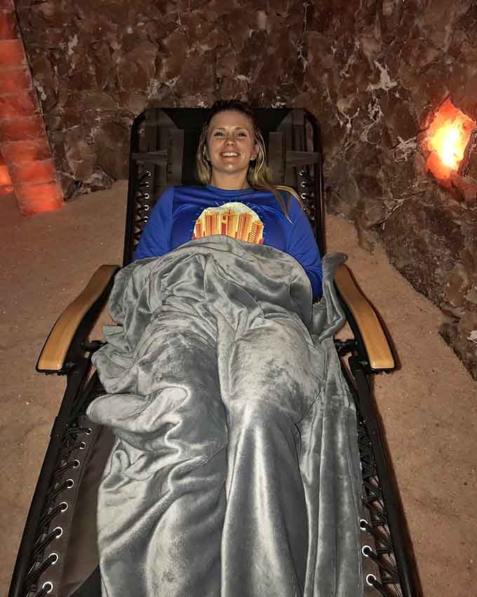 Pure contentment looks like this&mdash;wrapped in blankets, reclined in comfort, breathing in mineral-rich air without a care.