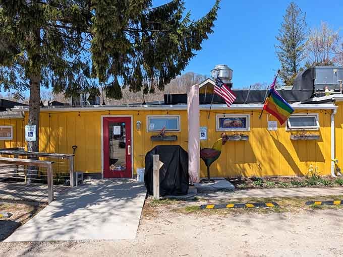 The Southerner's bright yellow exterior and rainbow flag announce that everyone's welcome here for good food and better vibes.