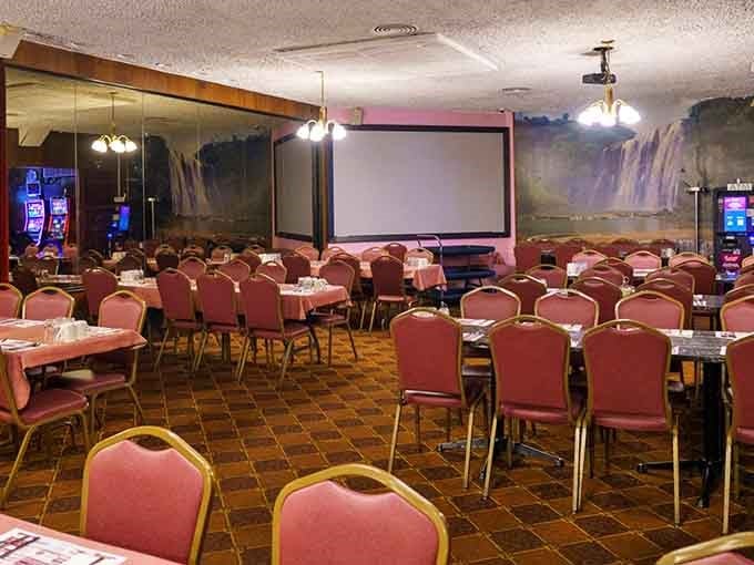 The banquet hall with projection screen has hosted countless celebrations, from weddings to milestone birthdays and everything between.