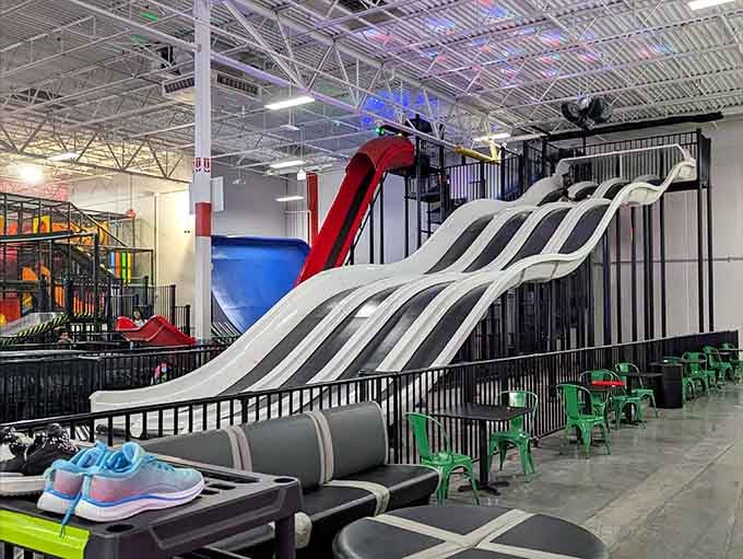 Multi-level slides tower impressively, offering gravity-powered thrills that beat any stairmaster workout you've been avoiding.