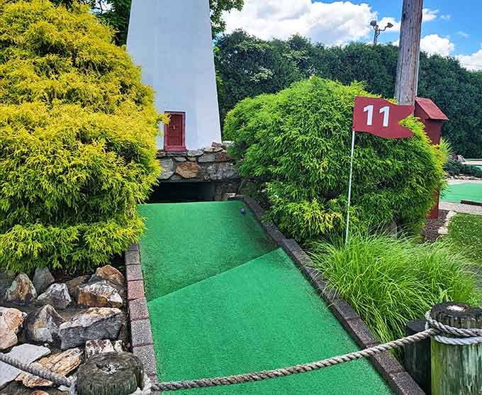 Hole eleven looks deceptively simple until you're standing there with a putter, questioning your life choices.