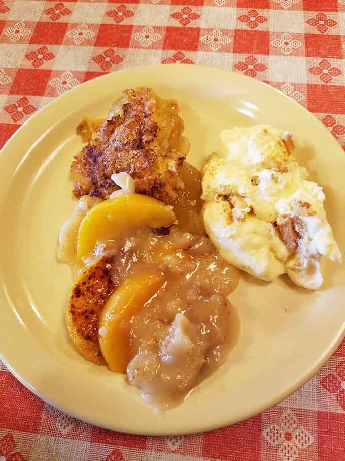 Peach cobbler that tastes like summer in the South, even when it's snowing outside somewhere else.