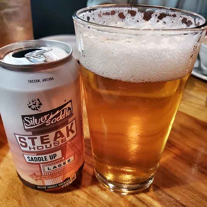 Their house lager pairs perfectly with steak, because sometimes the best beverage choice is the most straightforward one.