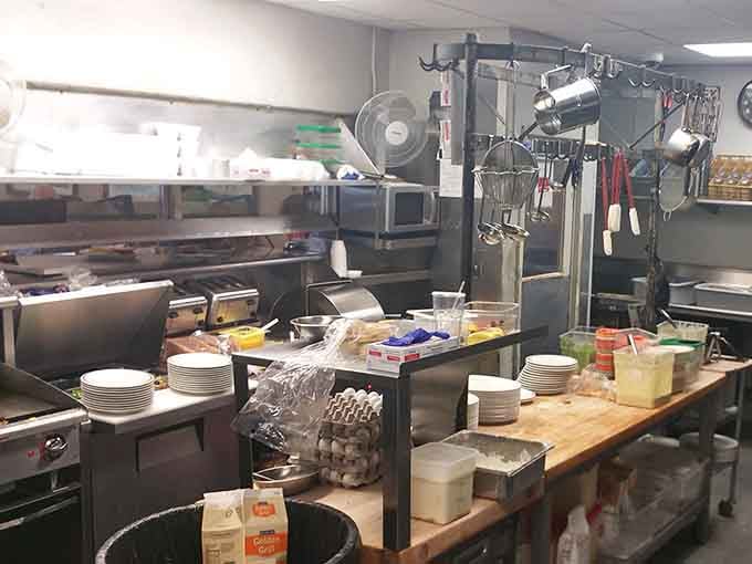 The kitchen where magic happens, turning basic ingredients into the stuff of Southern breakfast legends daily.