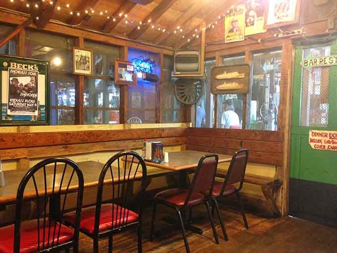 String lights and wooden booths create the kind of atmosphere where strangers become friends over incredible food.