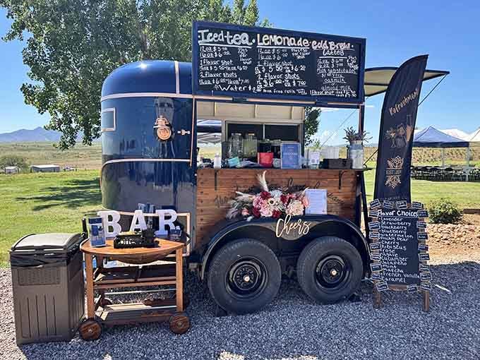 This mobile bar setup brings refreshments to outdoor events, because wine should never be too far away.