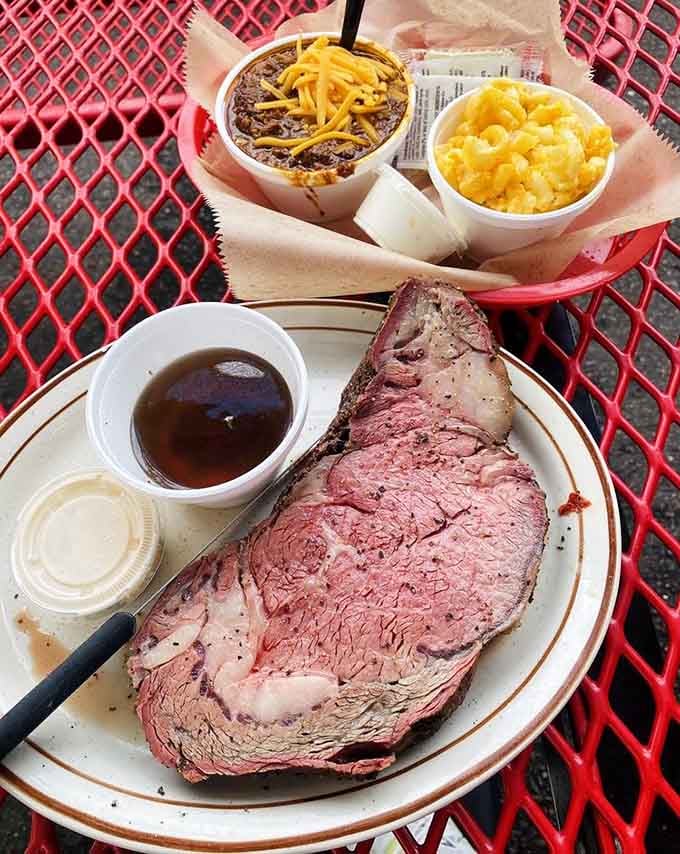 Prime rib that's been smoked to perfection, proving this place doesn't play favorites with its meat selection at all.