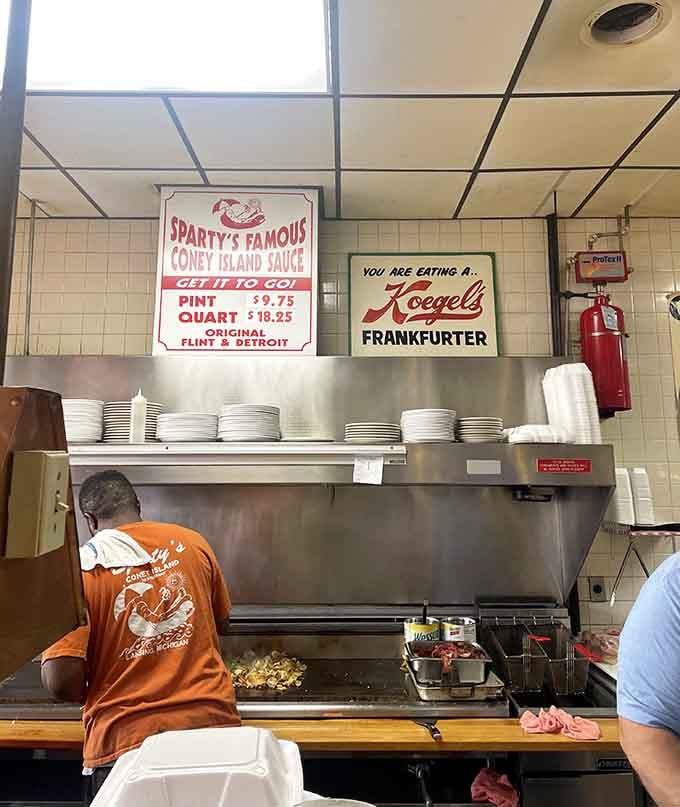 Behind that counter, the magic happens&mdash;where coney dogs are assembled with the precision of skilled craftsmen.