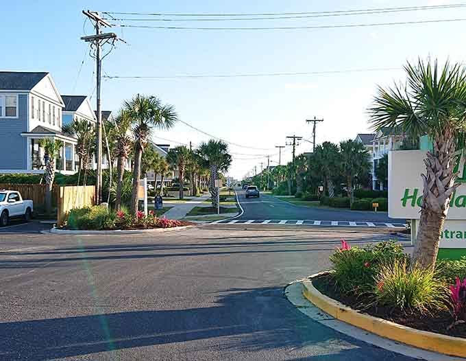 Tree-lined streets where you can actually walk without dodging bumper-to-bumper traffic and aggressive golf carts everywhere.