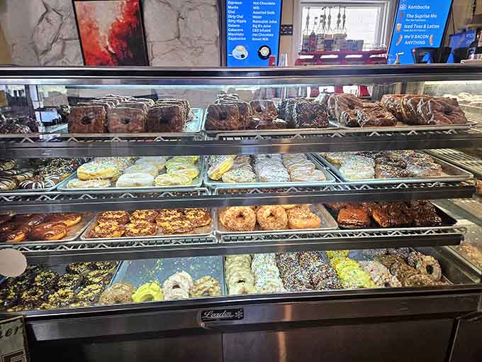 Row after row of handcrafted perfection, each donut practically begging you to take it home today.