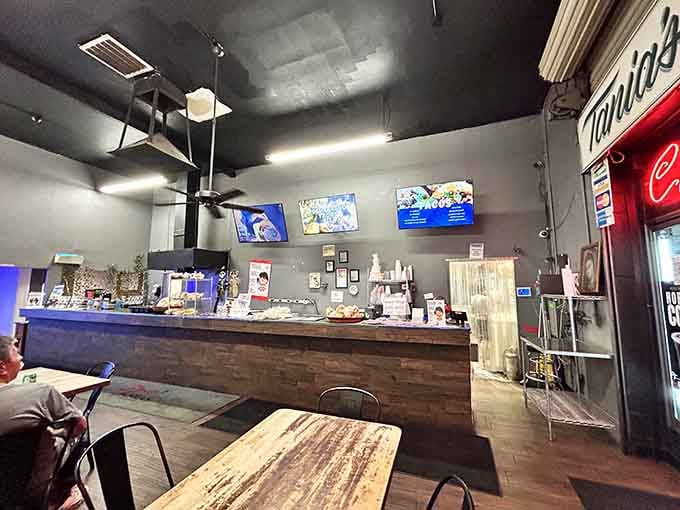 Behind this counter, flour tortillas are made fresh daily, stacked high like edible architecture waiting to wrap your dreams.