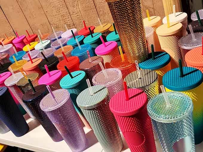 Bedazzled tumblers in every color imaginable, making hydration the most glamorous part of your entire day.