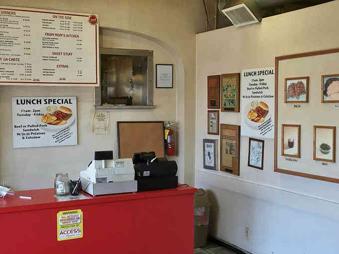 That red counter and framed wall art say "we've been here forever and we're not going anywhere."
